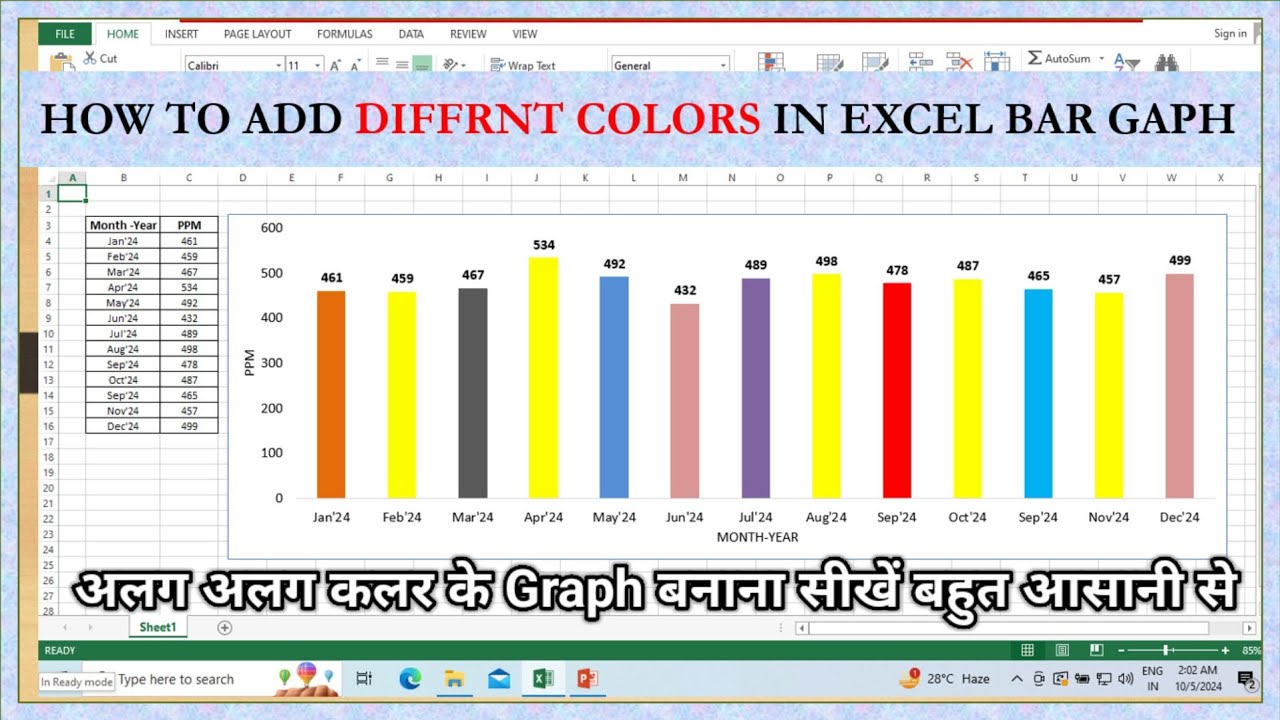 How To Fill Different Colours In Excel Bar Graph - YouTube