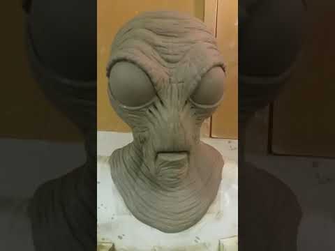 GREY ALIEN CLAY SCULPT (LATEX MASK) - YouTube