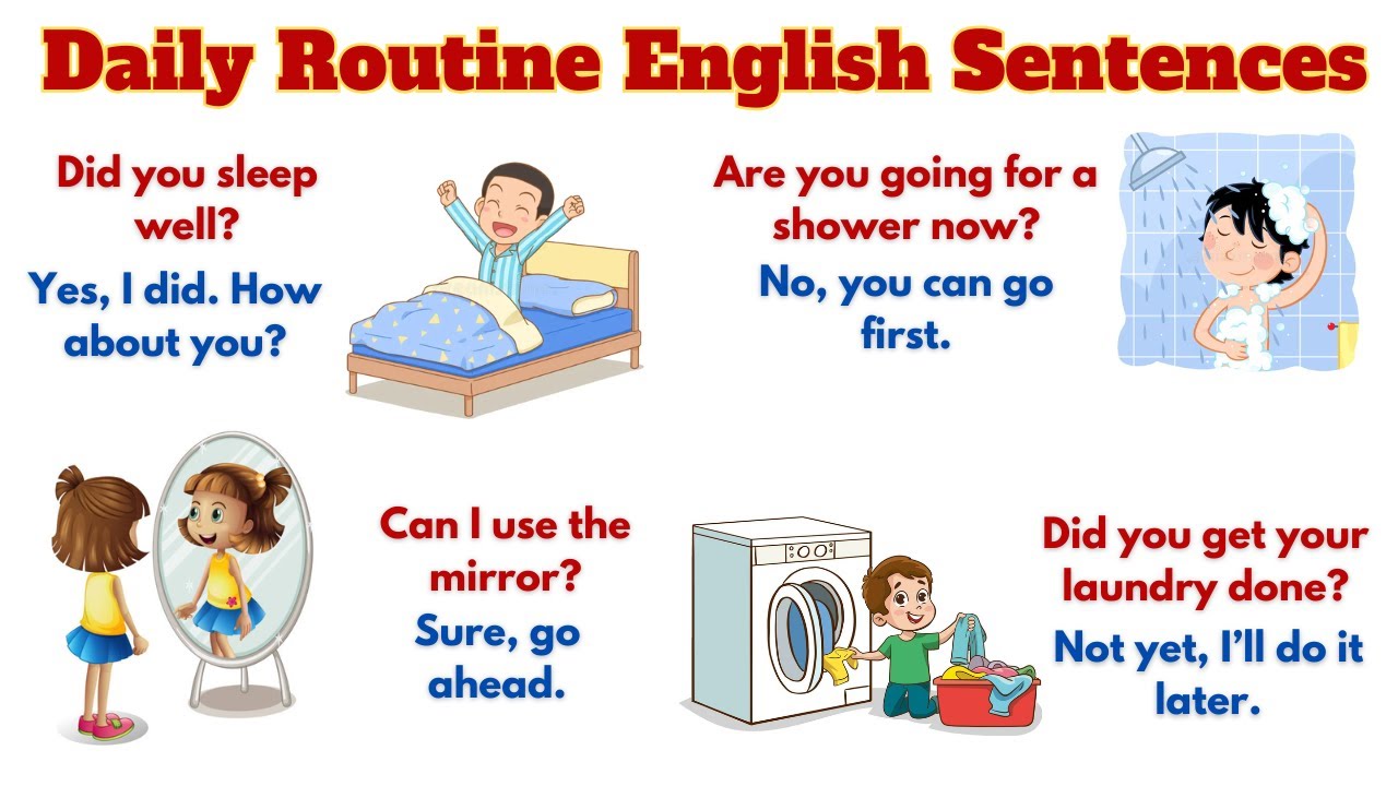 Daily Routine English Sentences | Basic English Sentences | Daily ...