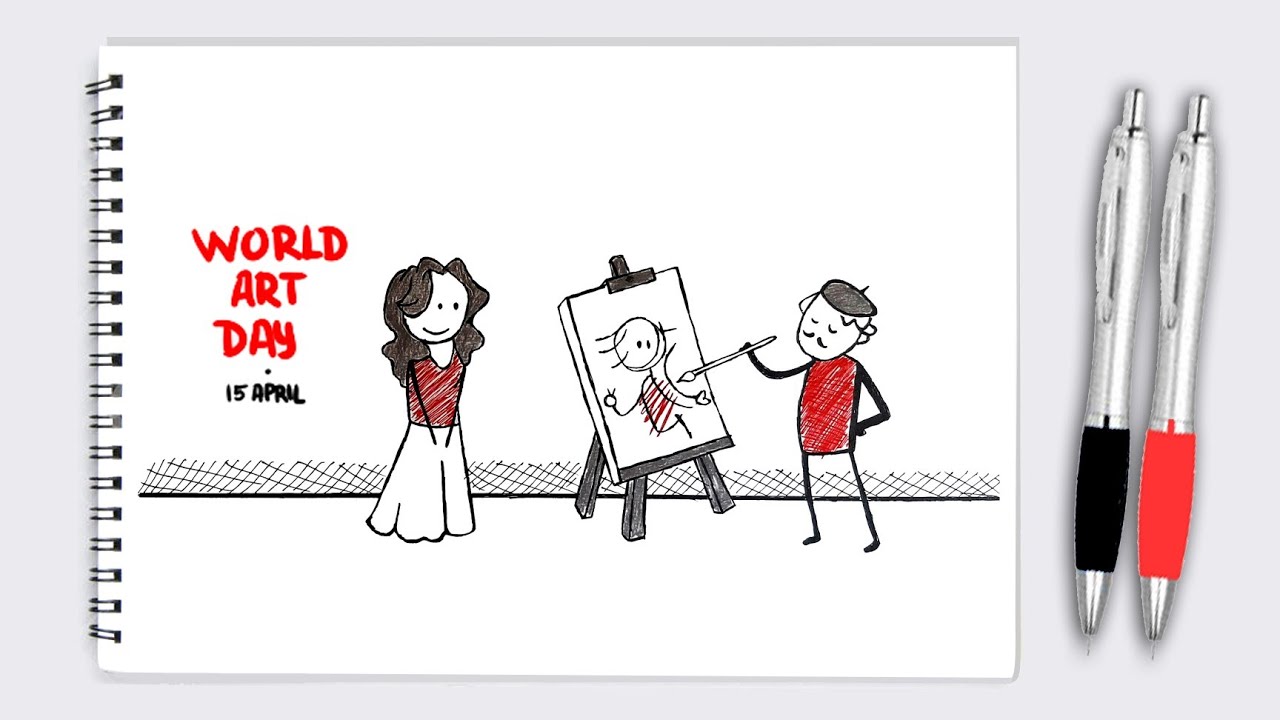 World art day drawing/world art day art/how to draw a world art day ...