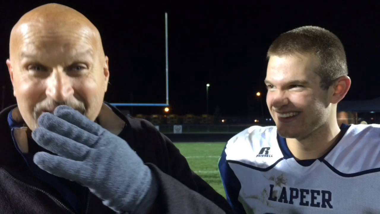 Rob Rubick playfully interviews son Drew after Lapeer win - YouTube