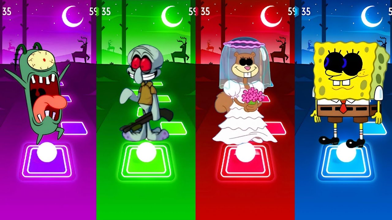 PLANKTON EXE 🆚 SQUIDWARD EXE 🆚 SANDY CHEEKS EXE 🆚 SPONGEBOB EXE | Tiles ...