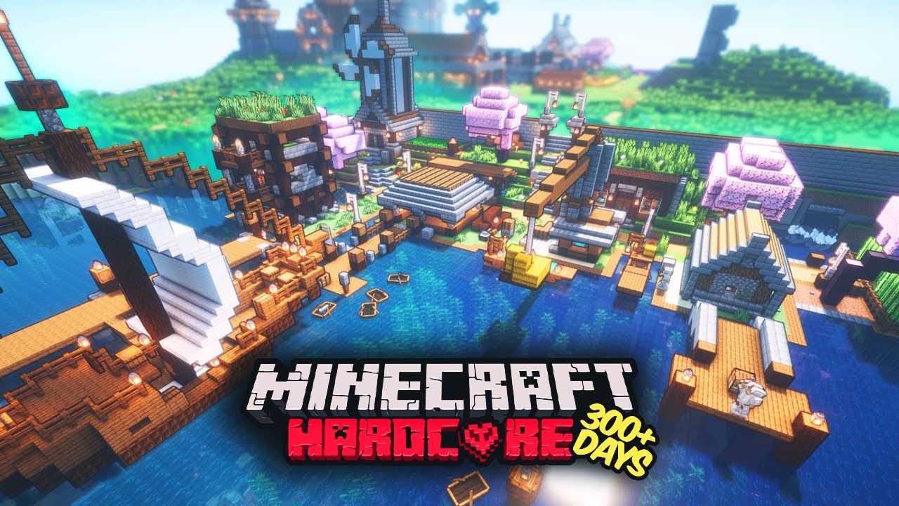 Building a HARBOR in Hardcore Minecraft (300+ days) #minecraft - YouTube