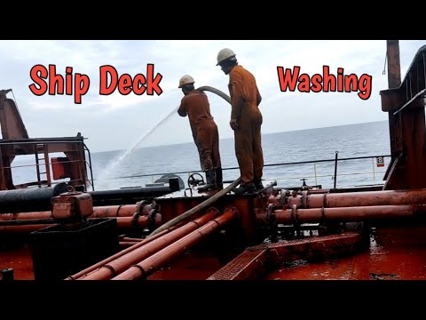 Ship's Deck Washing || Cleaning the ship || Merchant Navy Vlog - YouTube
