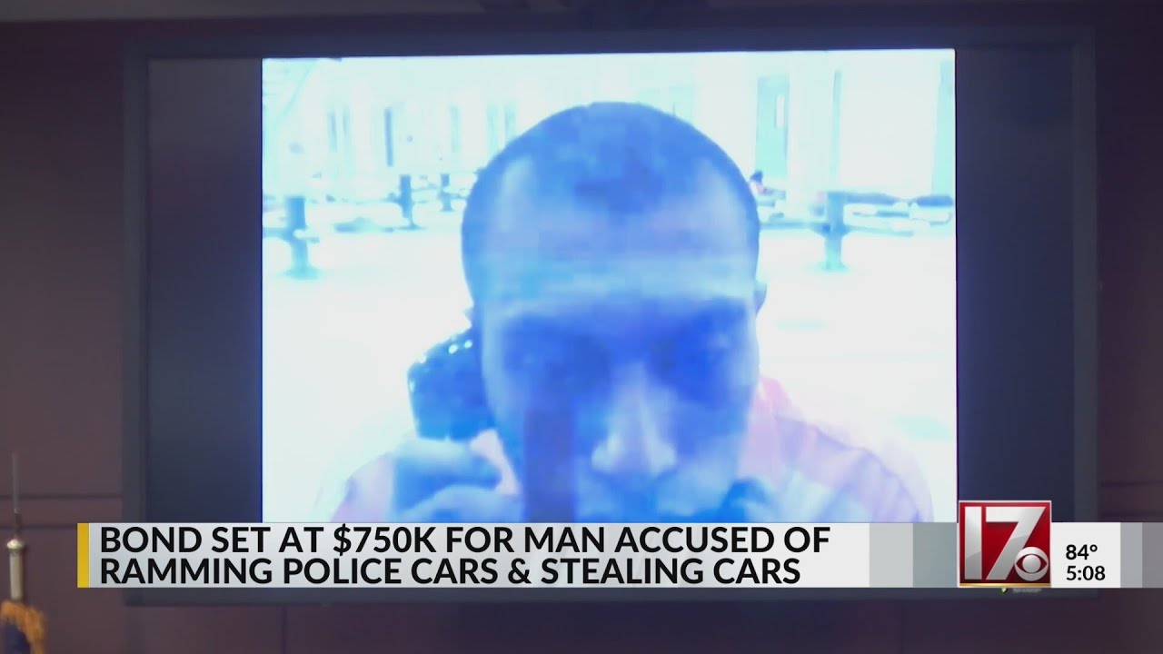 $750K bond set for man accused of ramming Raleigh police car - YouTube