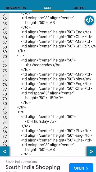 create your class time table with html code - YouTube