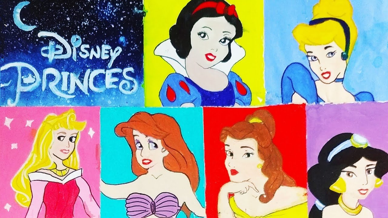 Disney series .Art video .All princess.Step by step - YouTube