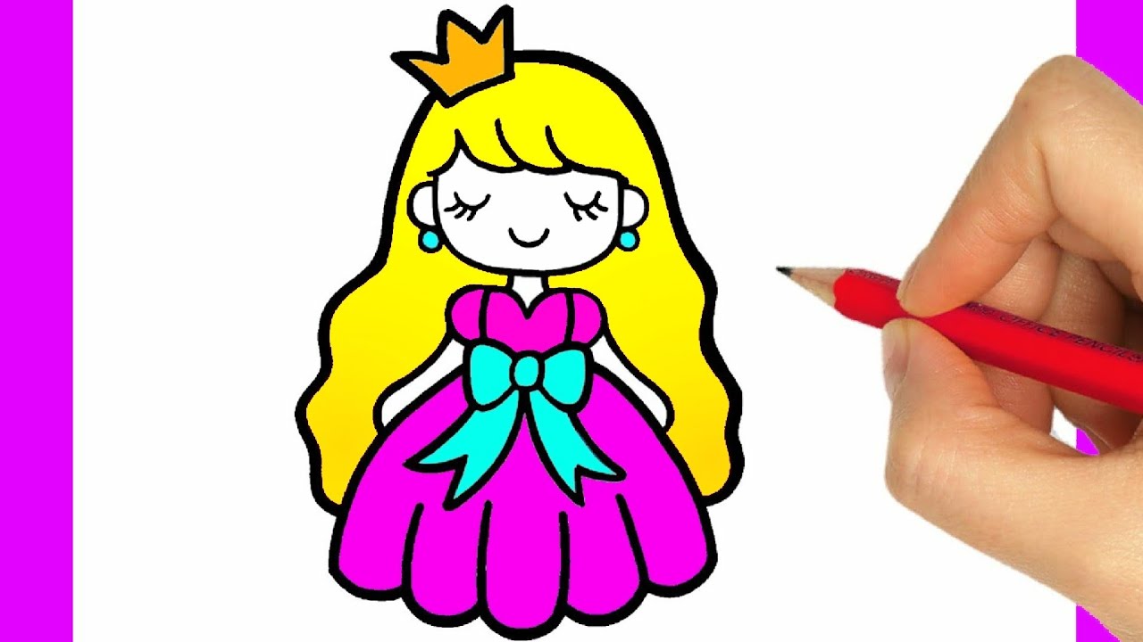 HOW TO DRAW A PRINCESS EASY - DRAWING AND COLORING A PRINCESS - YouTube