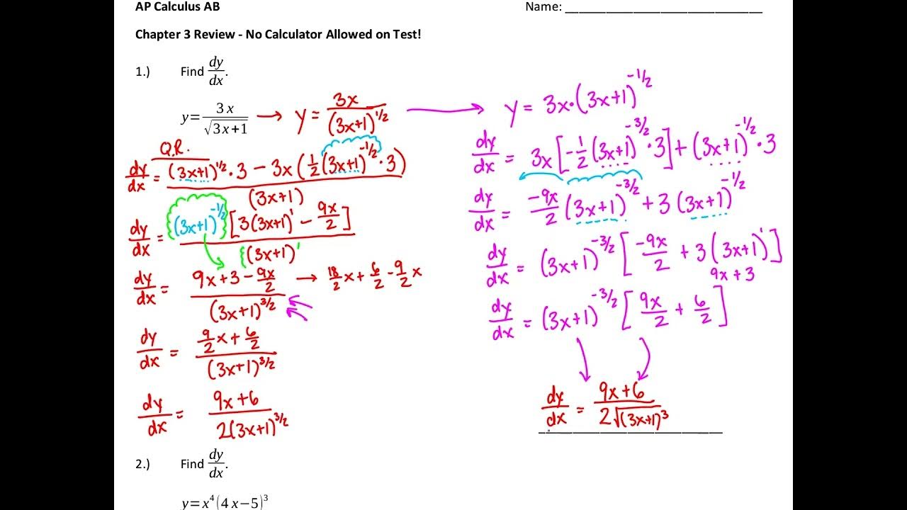 AP Calc AB: Chapter 3 Review - YouTube