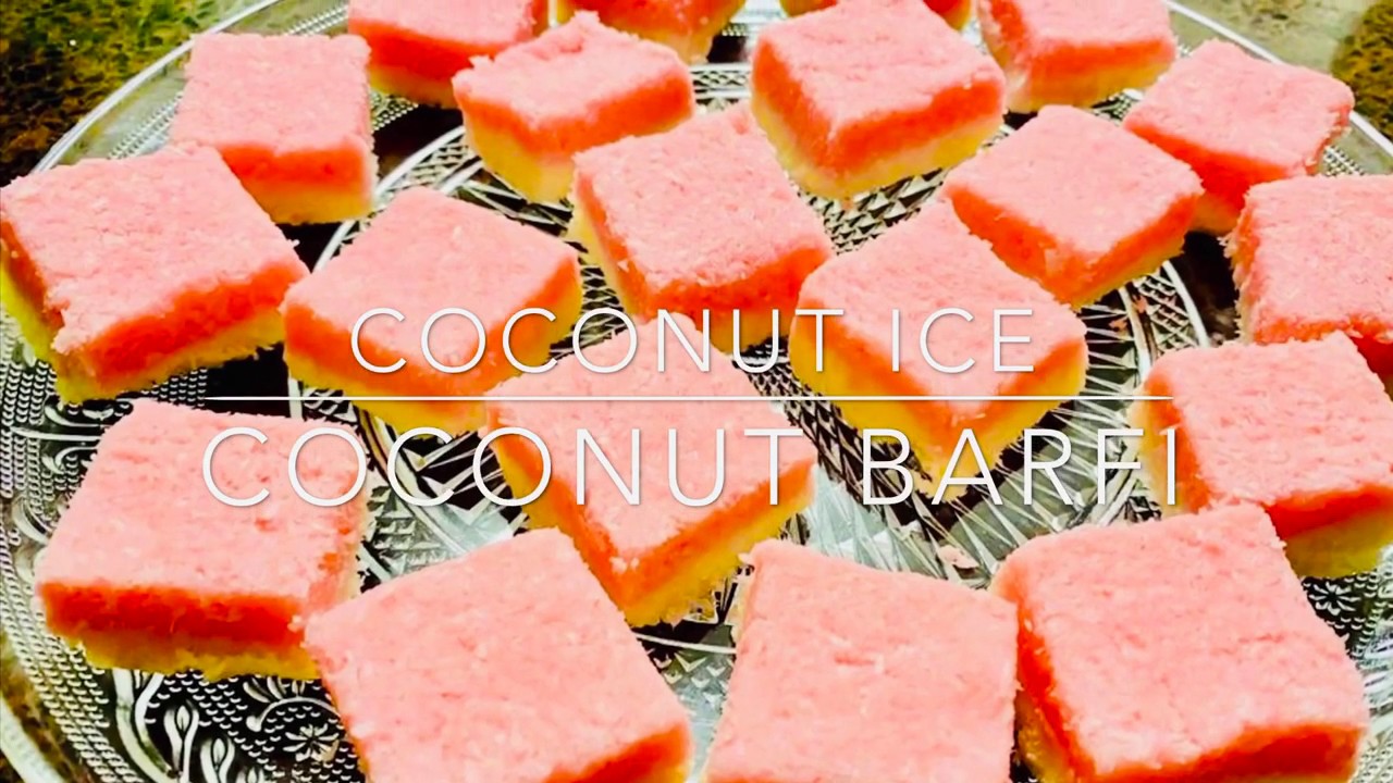 Coconut Barfi Recipe | Coconut Ice Slice Recipe | 4 Ingredient Recipe ...