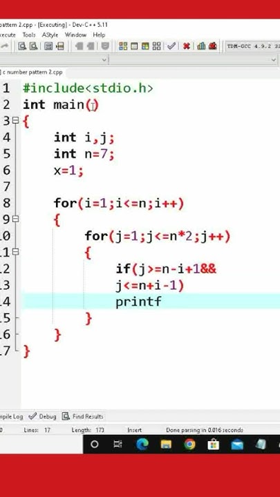 C Language Pattern 22 Clanguage Shortsfeed Shorts Youtube