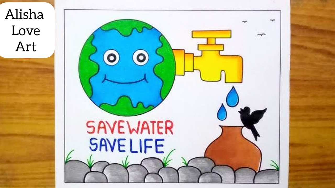 World Water Day Drawing / World Environment poster drawing / Save Water ...