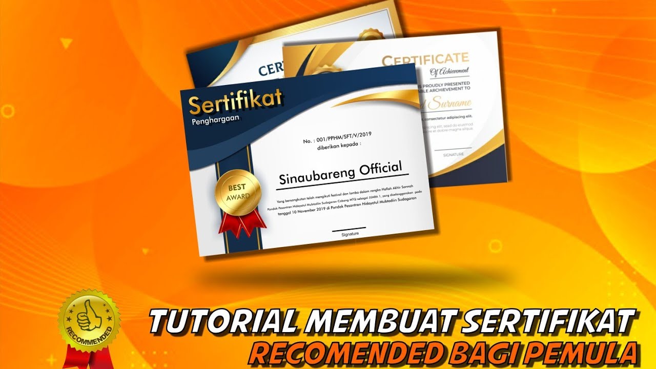 Tutorial membuat sertifikat keren bagi pemula | gratis template ...