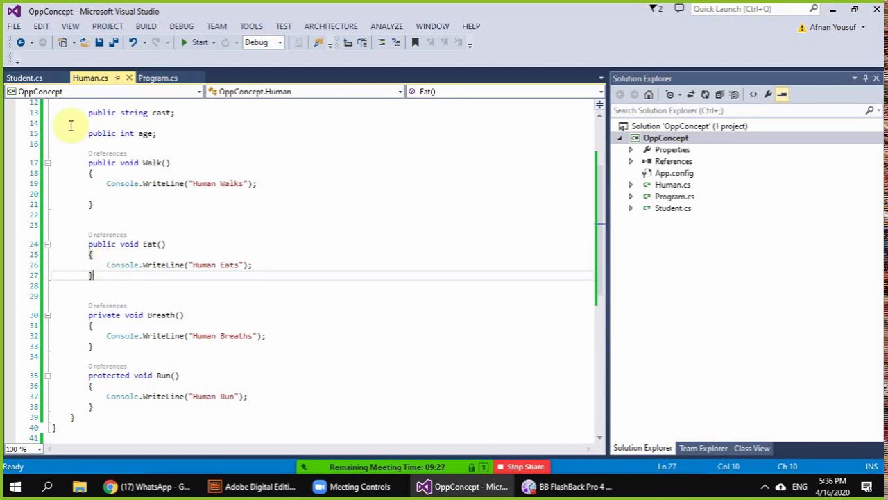 Overridding in C# OOP Concept in Urdu Language by Afnan Yousuf - YouTube