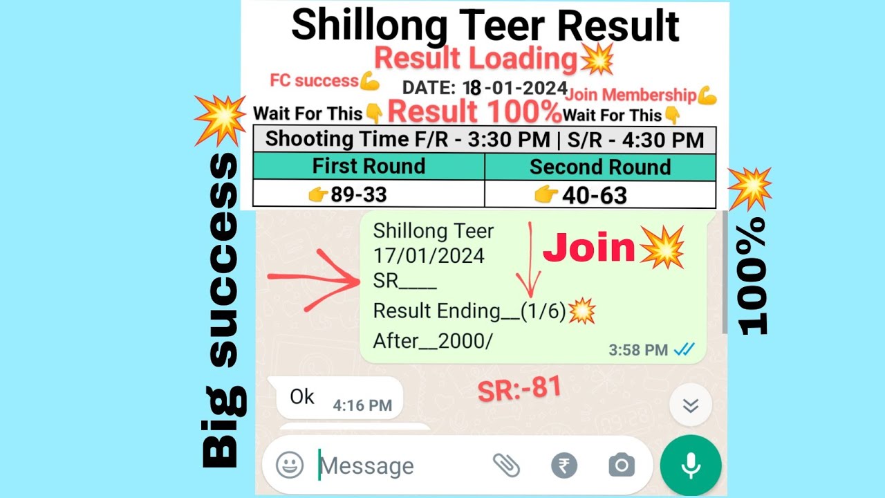 Hatrick💪17&81💥Top Success_18/01/2024//Shillong Teer Best Common Number ...