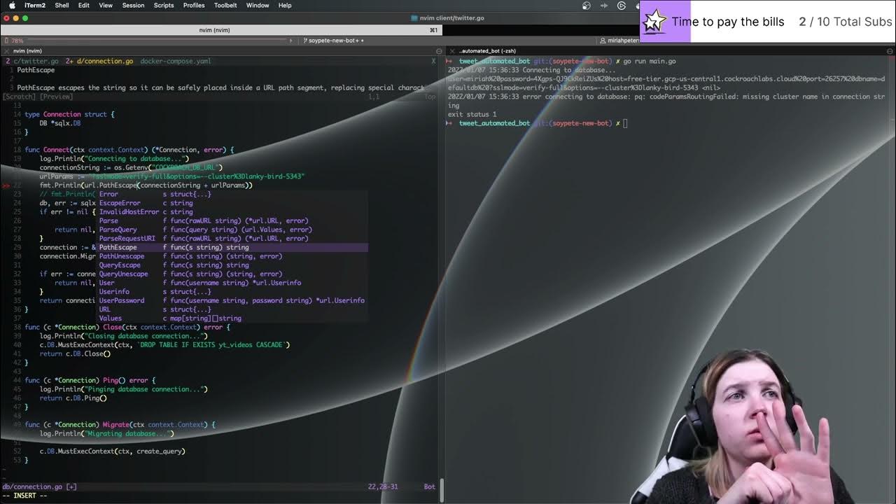 Highlight: [ Golang | vim | macos ] Working with CockroachDB serverless - connection strings via ...