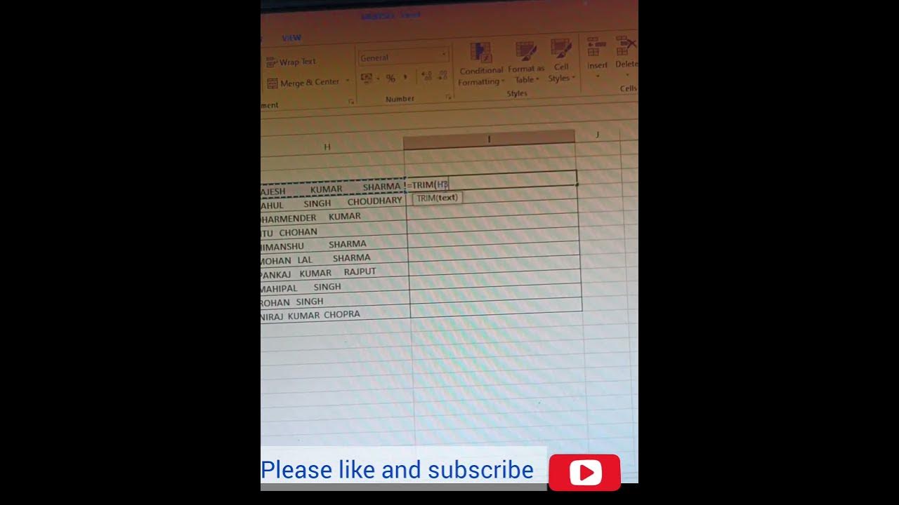 How To Remove Extra Space In Excel Trim Formula Shorts Video Exceltips Youtube