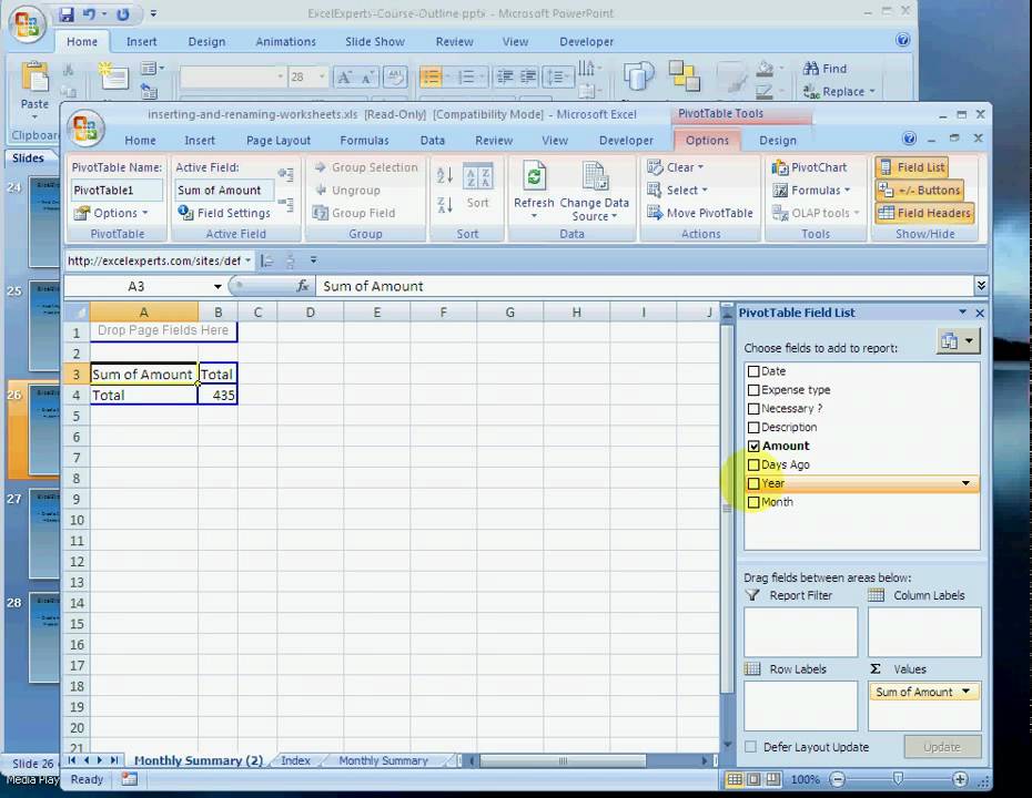 ExcelExperts.com - Teach Yourself Excel Lesson Create A Pivot Table - Create A Pivot Table - YouTube