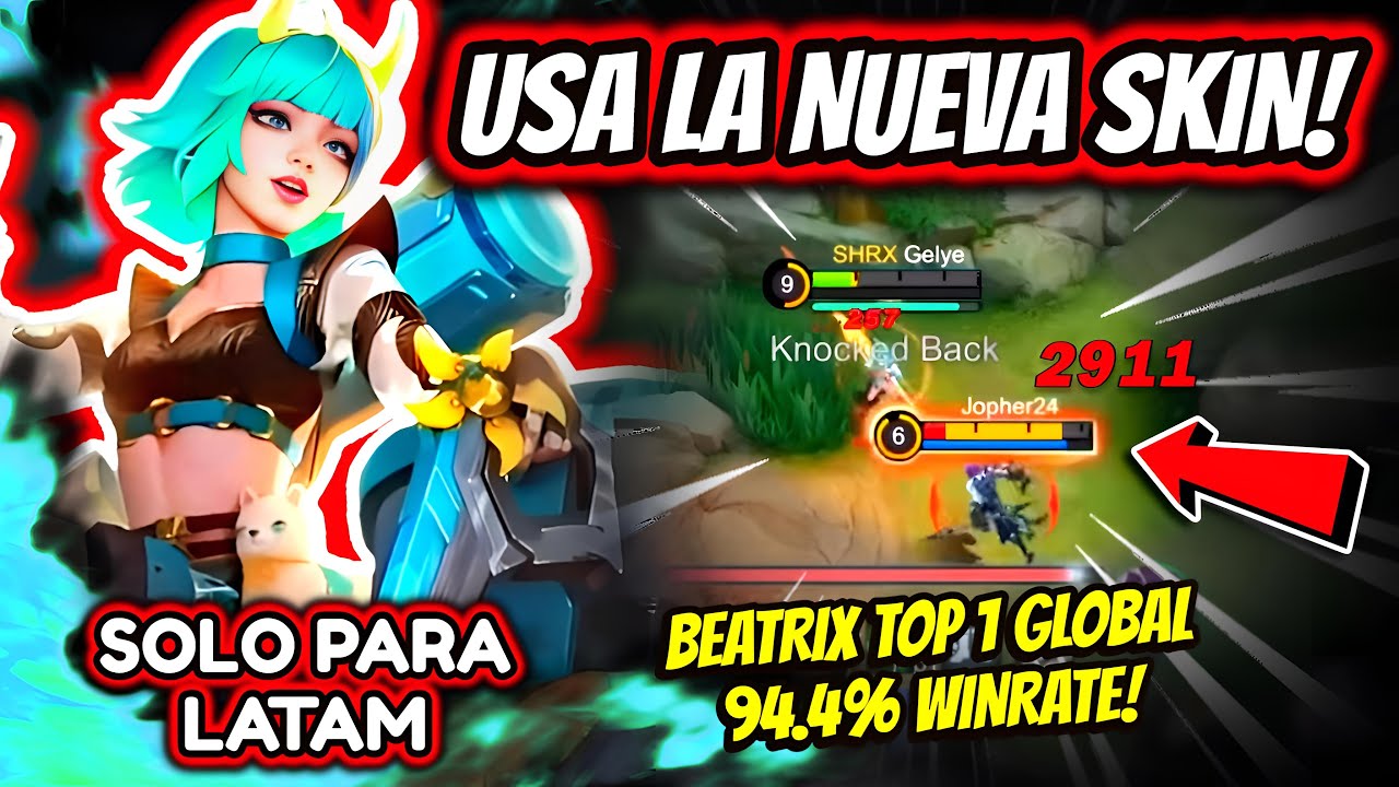 ¡USA LA NUEVA SKIN EXCLUSIVA PARA LATAM! BEATRIX TOP 1 GLOBAL 94.4% ...