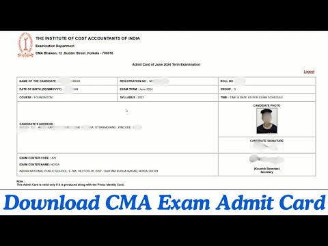 How to download CMA exam admit card ll 2024 ll ICMAI admit card Download - YouTube