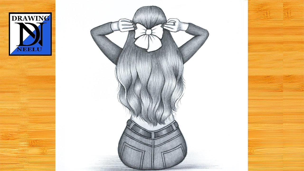How to draw a easy sitting Girl backside || Pencil sketch for beginner ...