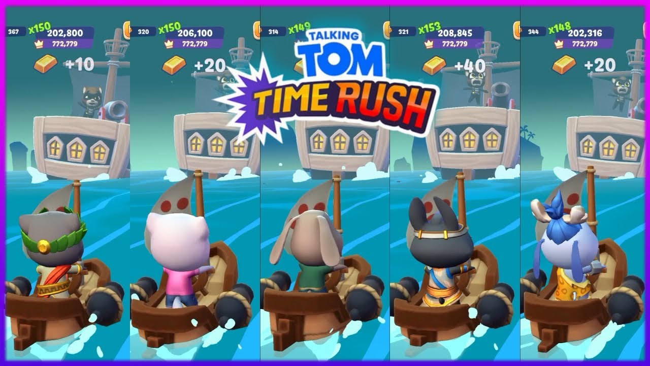 TALKING TOM TIME RUSH - ALL CHARACTER RUSH TO BOAT | WHO'S BEST RUNNER ...