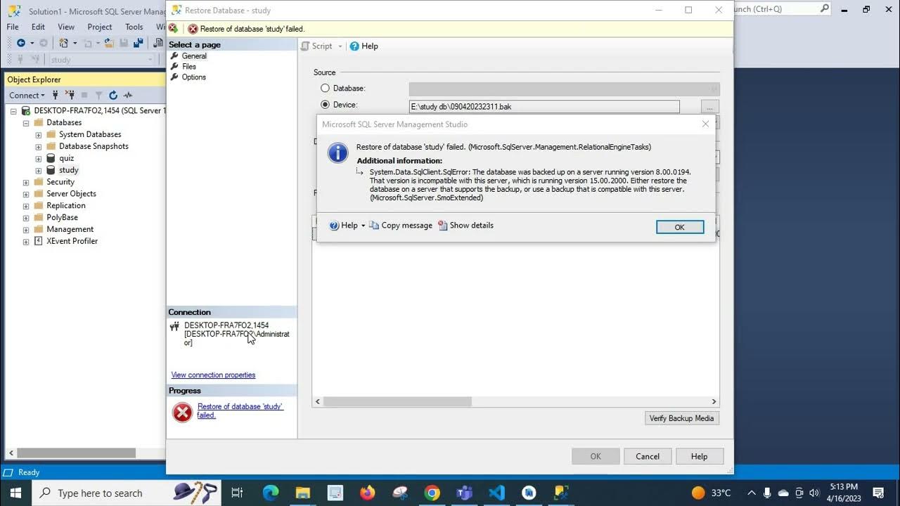 Either restore the database on a server that supports the backup, or ...