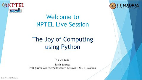 The Joy of Computing Using Python | NOC25-CS69 | Live Sessions | NPTEL - YouTube