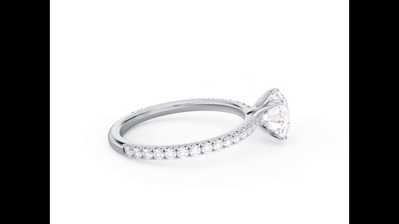 Platinum Round Solitaire with Simplified Setting and Pavé Band - YouTube