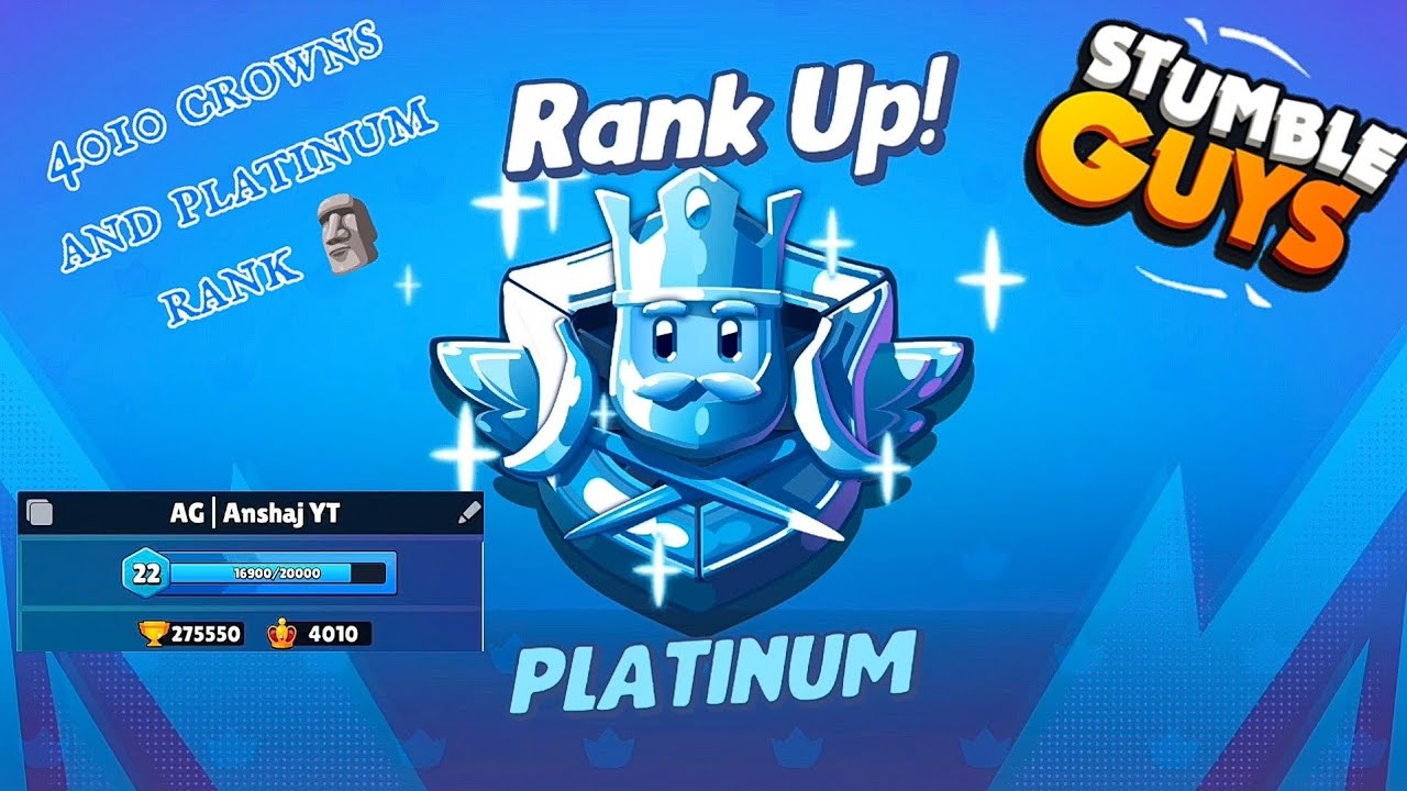 Stumble guys rank push #4 🪞4010 crowns and Platinum tier and rank 😱 ...