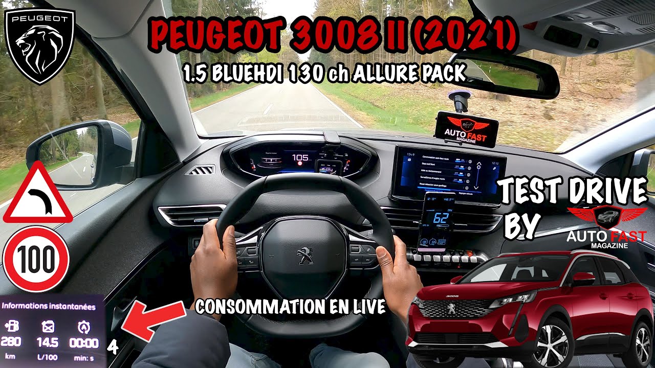 Peugeot 3008 Allure Pack 1.5 BlueHdi 130 2021 Speed Test Drive POV ...