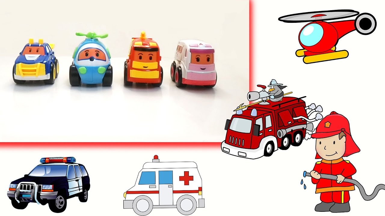 Helicopter, Fire Truck, Ambulance, Police Car Toys for Kids - YouTube
