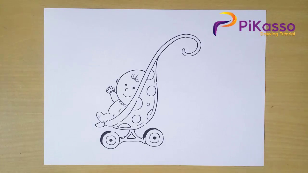 How to Draw Baby on Stroller step by step - YouTube