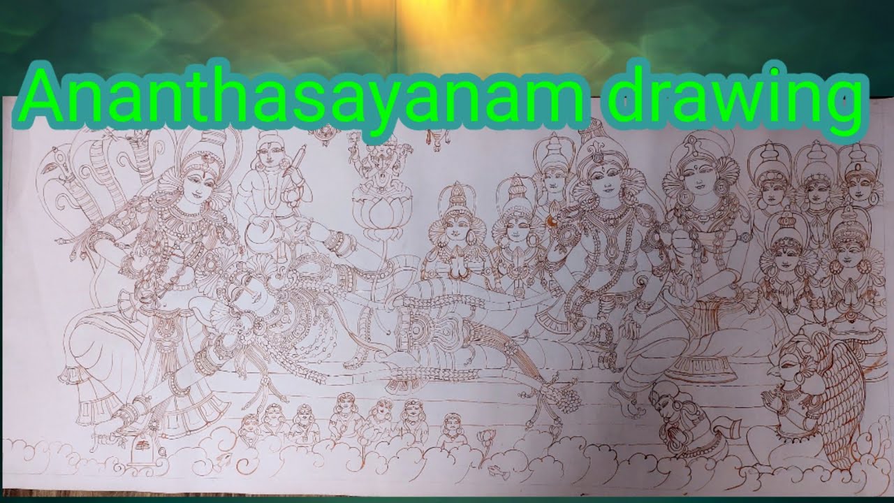 Ananthasayanam Kerala Mural drawing - YouTube