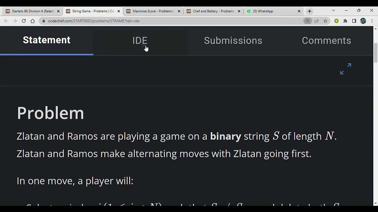 String Game Solution C Codechef Youtube