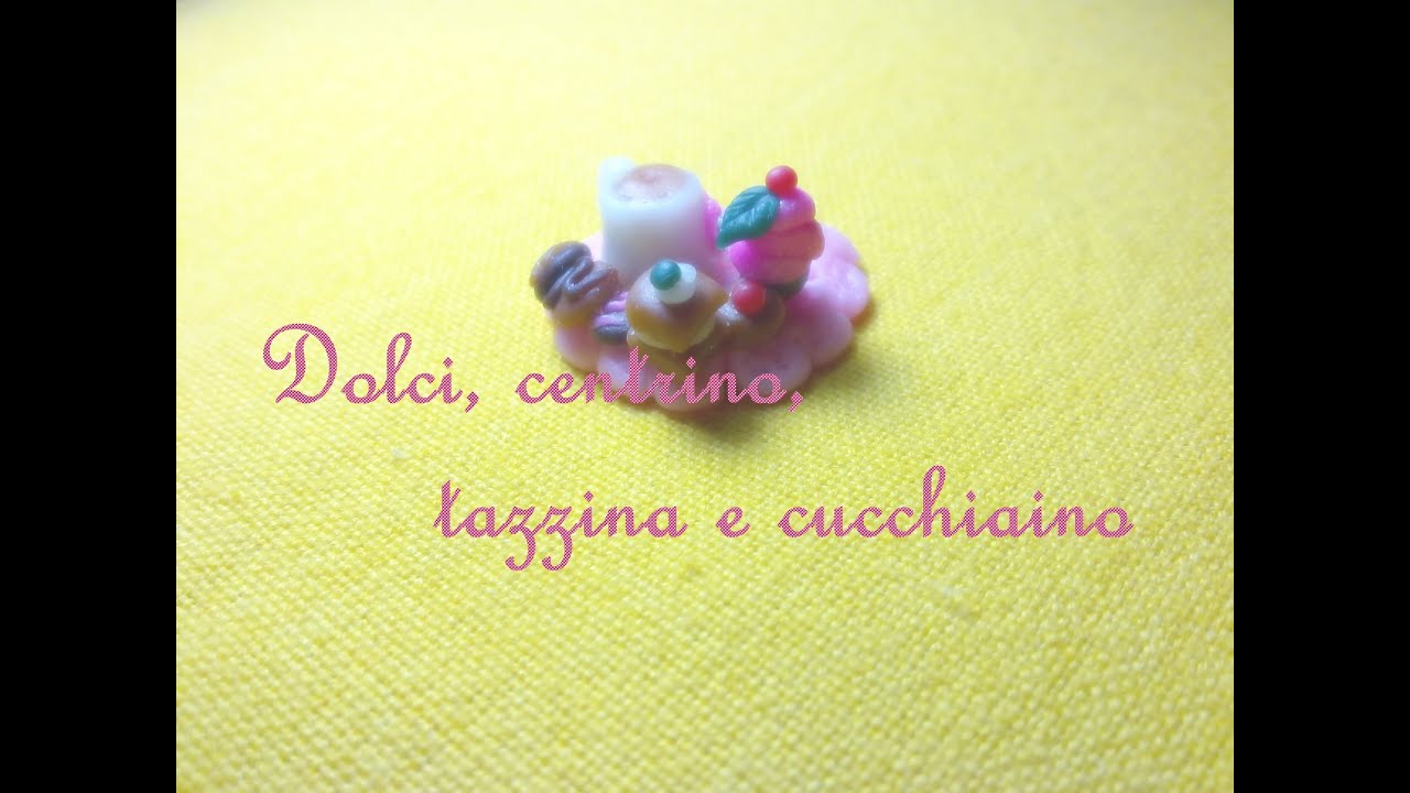 Dolci, centrino, tazza e cucchiaino ♥ Cakes, doily, cup and teaspoon (Fimo & Cernit Tutorial ...