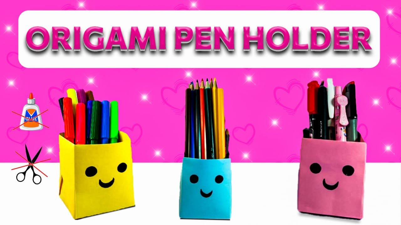 Origami paper desk organizer | How to make paper pen holder //origami ...