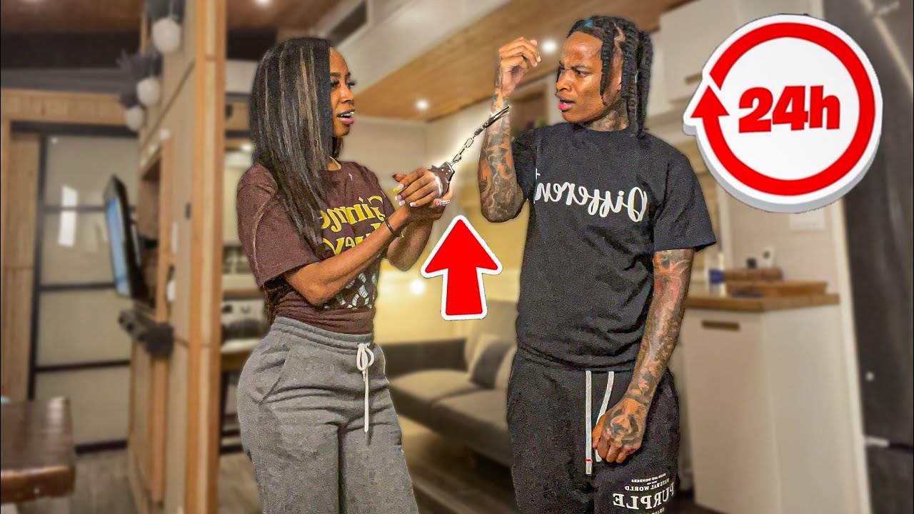 24 HOUR HANDCUFF CHALLENGE IN A TINY HOUSE🥰 - YouTube