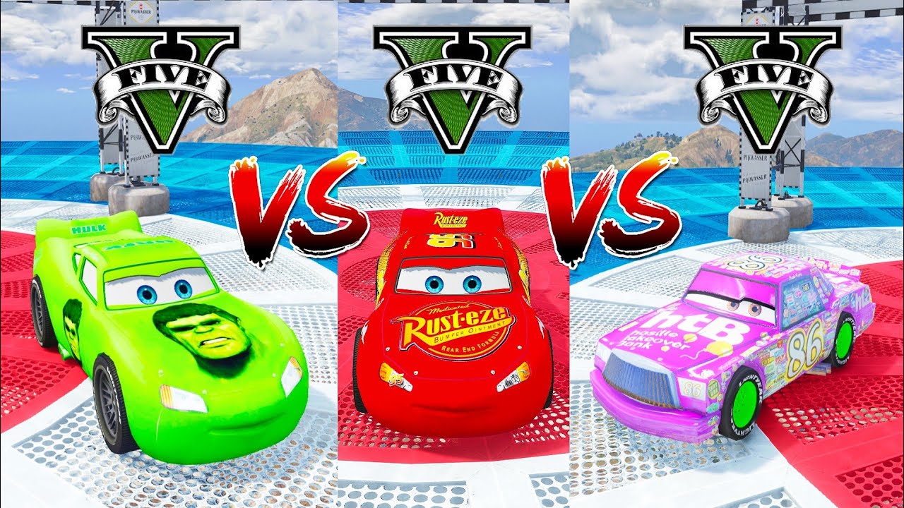 Lightning McQueen Vs Hulk McQueen Vs Pink Chick Hicks In GTA 5 Who Will ...