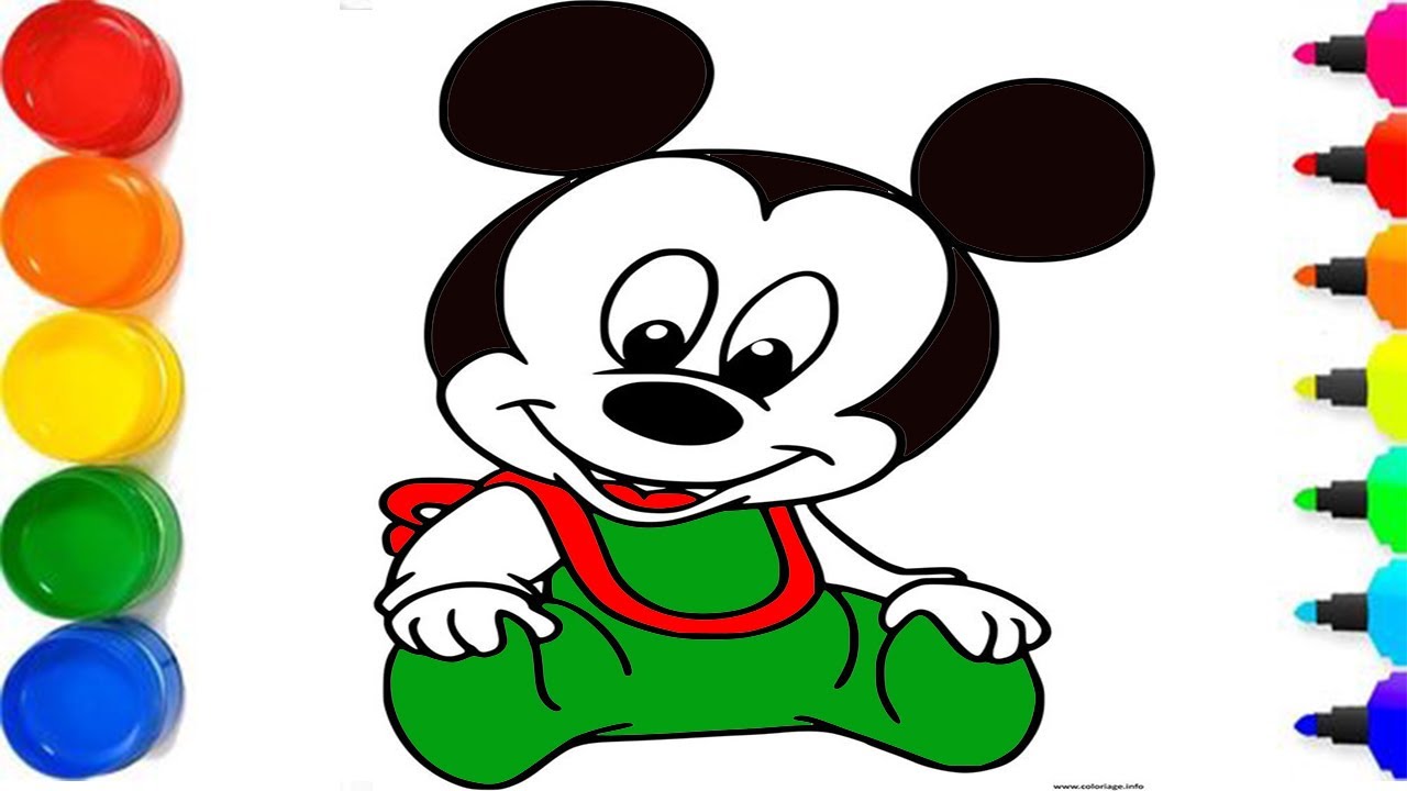 Mickey Mouse🐼🌈 easy way to drawing and coloring for kids and toddlers ...