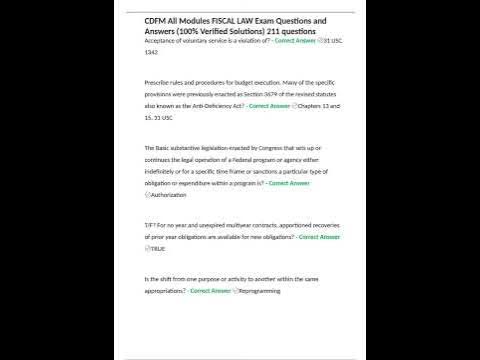 CDFM All Modules FISCAL LAW Exam Questions and Answers 100% Verified ...