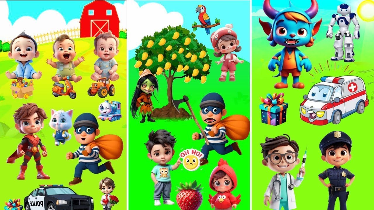 बच्चों ने पुलिस अंकल को बचाया #part1 #police 👮#spiderman #cartoon # ...