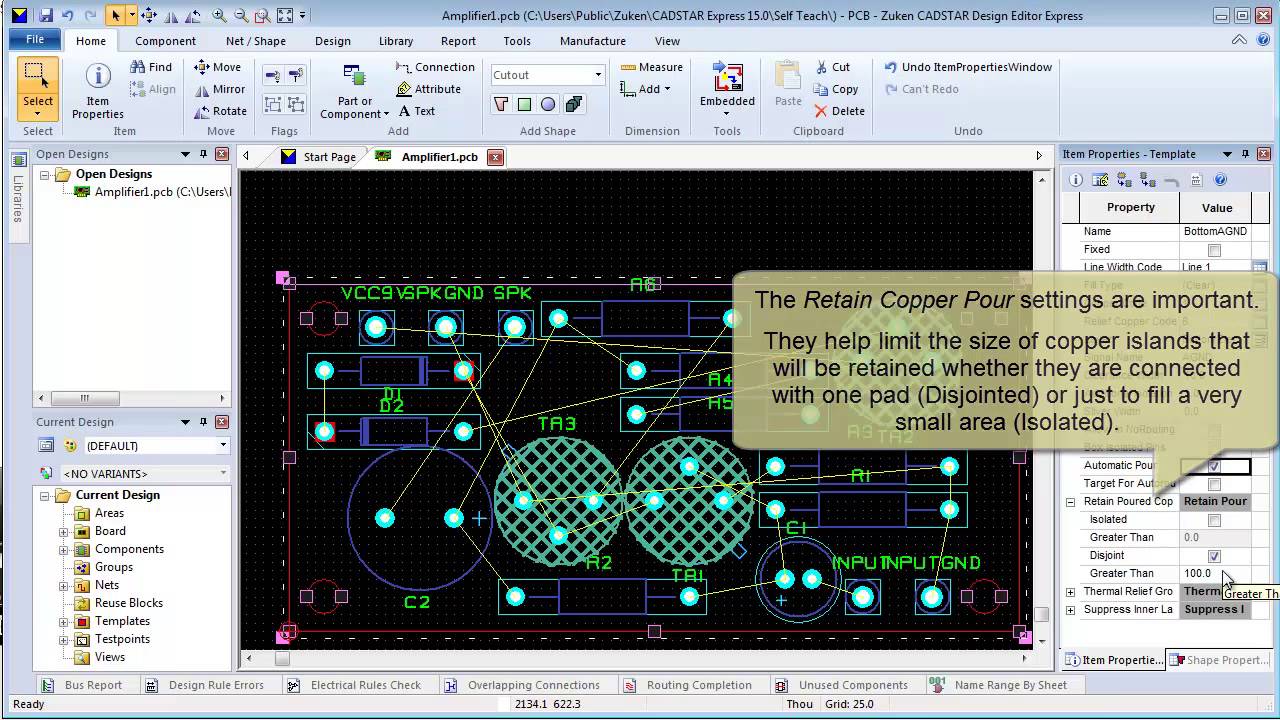 CADSTAR Setting Template Properties for Copper Pour - YouTube