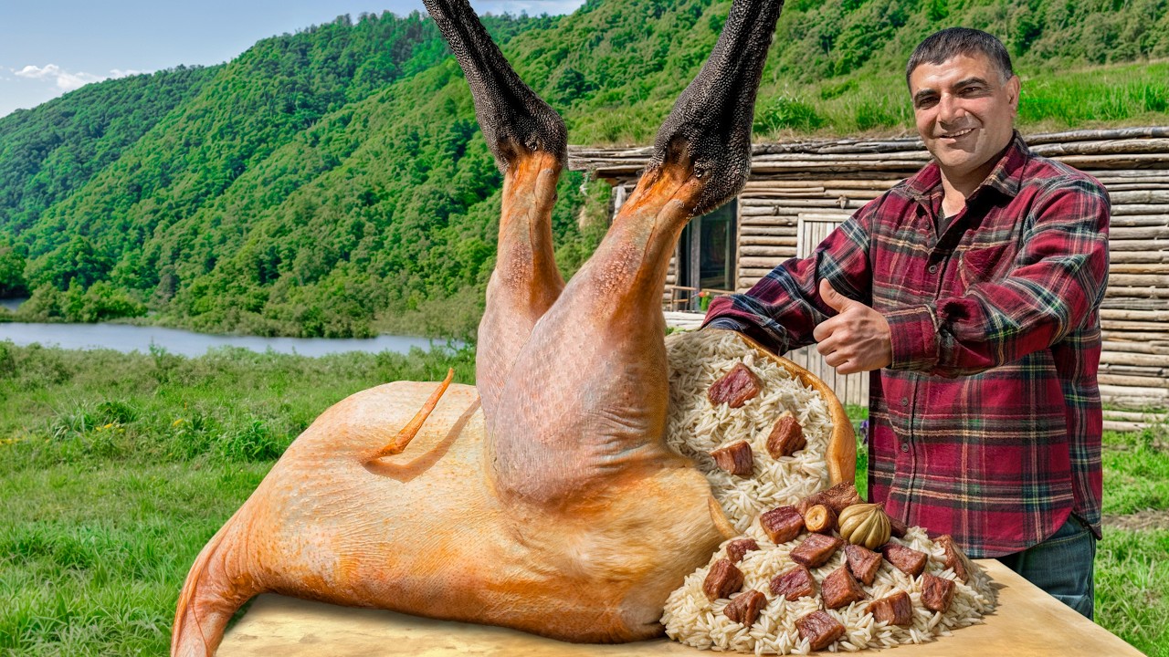 Cooking The Best Ostrich in Underground Oven! Tender Meat in ...