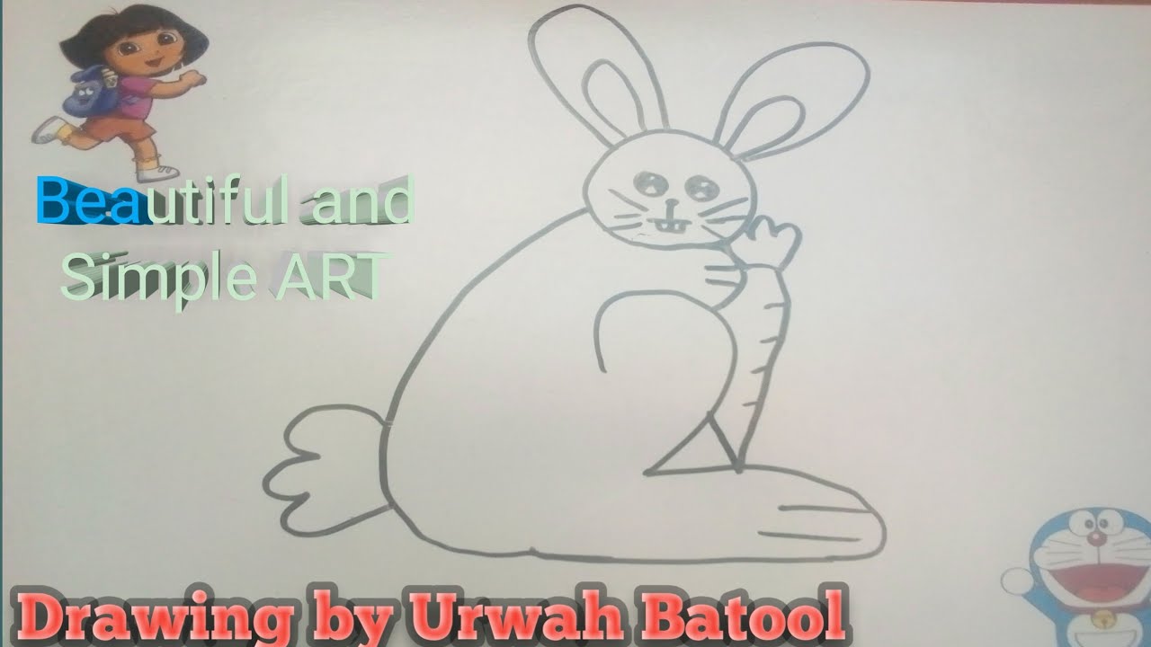 simple & easy drawing with urwah batool||how to draw Rabbit with number ...