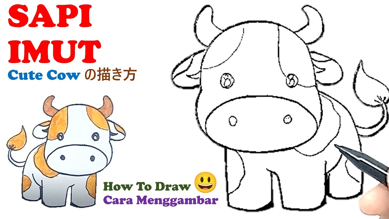 Cara Menggambar Sapi Imut, How To Draw "CUTE COW の描き方 - YouTube