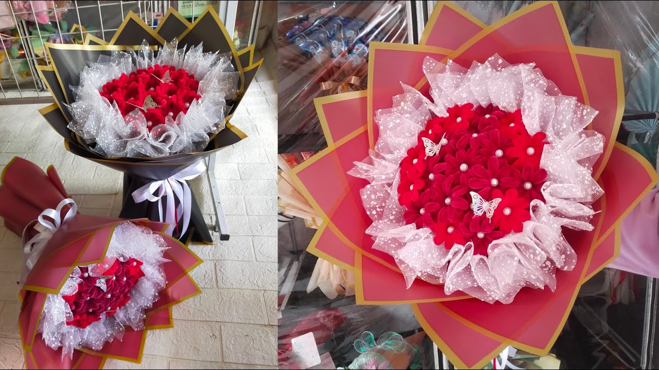 Tutorial Round Bouquet | Bunga dari Kawat Bulu - YouTube