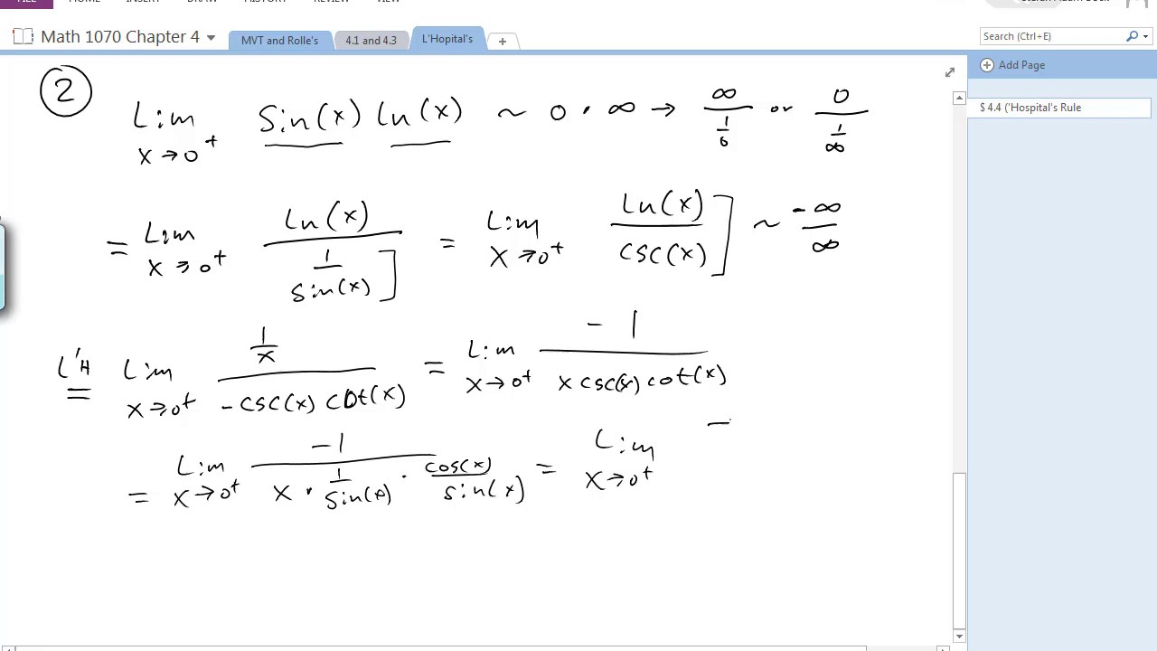 Clemson Math 1070 L'hopital's Rule - YouTube