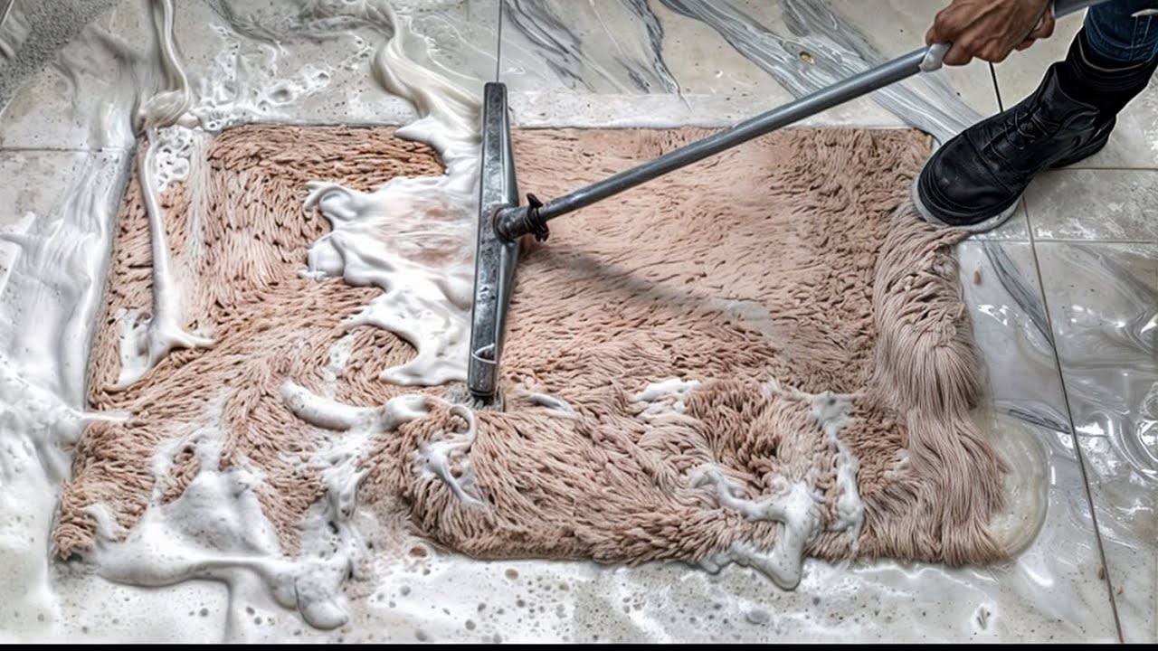 Extremely dirty runied long hair carpet cleaning satisfying ASMR - YouTube