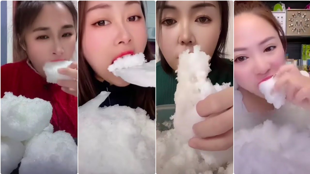 WHITE ICE EATING ASMR 💙 ICE EATING ASMR 💙 Snow-white ASMR 💙 - YouTube